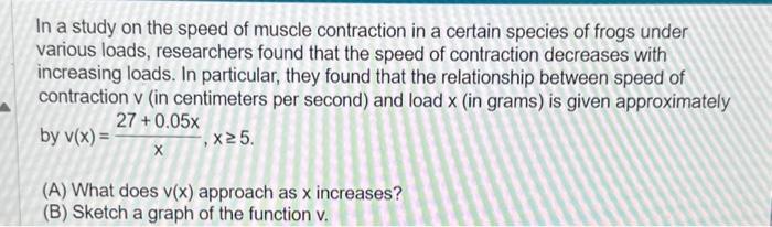 Solved In a study on the speed of muscle contraction in a | Chegg.com