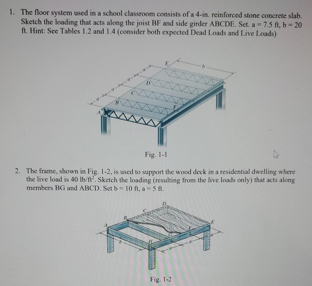Solved 1. The floor system used in a school classroom | Chegg.com