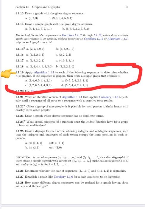 Solved Section 1.1 Graphs and Digraphs 13 1.1.13 Draw a | Chegg.com