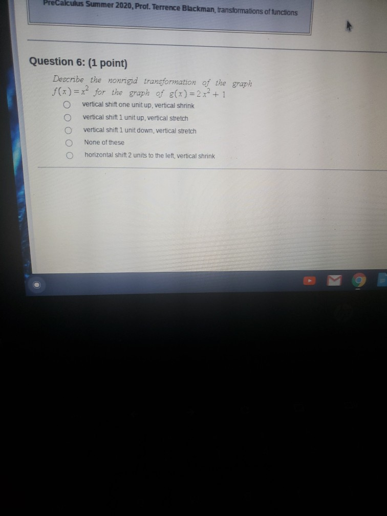 Solved PreCalculus Summer 2020, Prof. Terrence Blackman, | Chegg.com