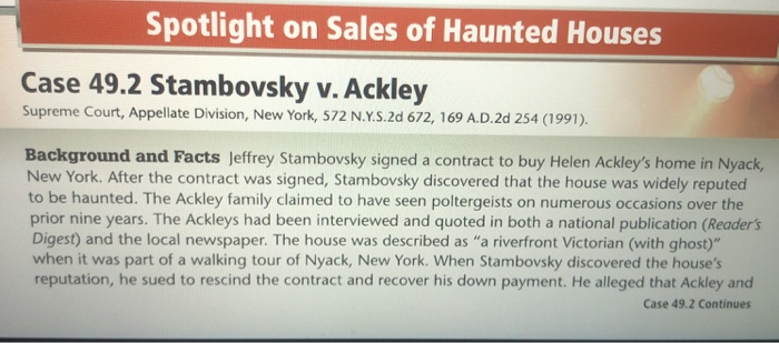 Spotlight on Sales of Haunted Houses Case 49.2 | Chegg.com