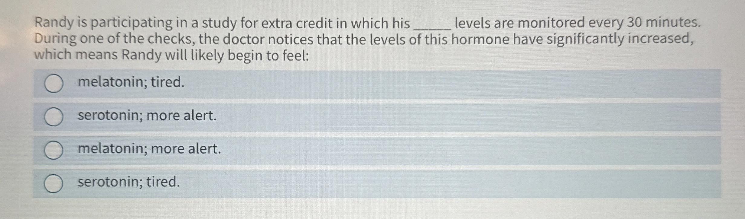 Solved Randy is participating in a study for extra credit in | Chegg.com