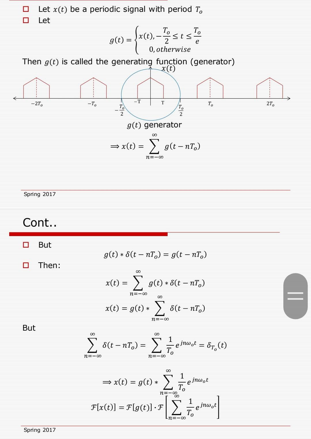 Solved Example: find Fourier Transform for the impulse train | Chegg.com