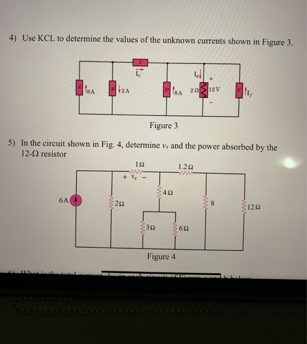 Solved 4) Use KCL to determine the values of the unknown | Chegg.com