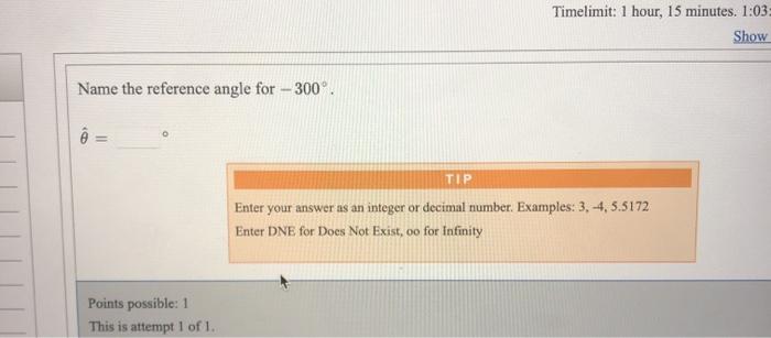 Solved Timelimit: 1 hour, 15 minutes. 1:03 Show Name the | Chegg.com