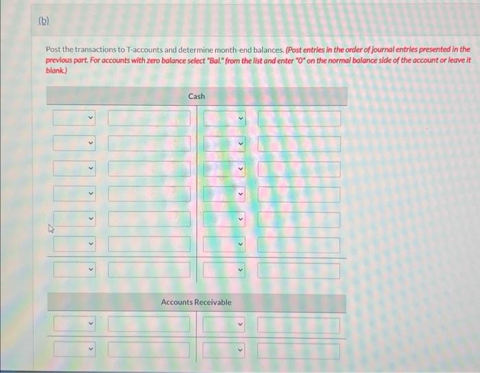 pts: 0 of 15 usedPost the transactions to T-accounts | Chegg.com