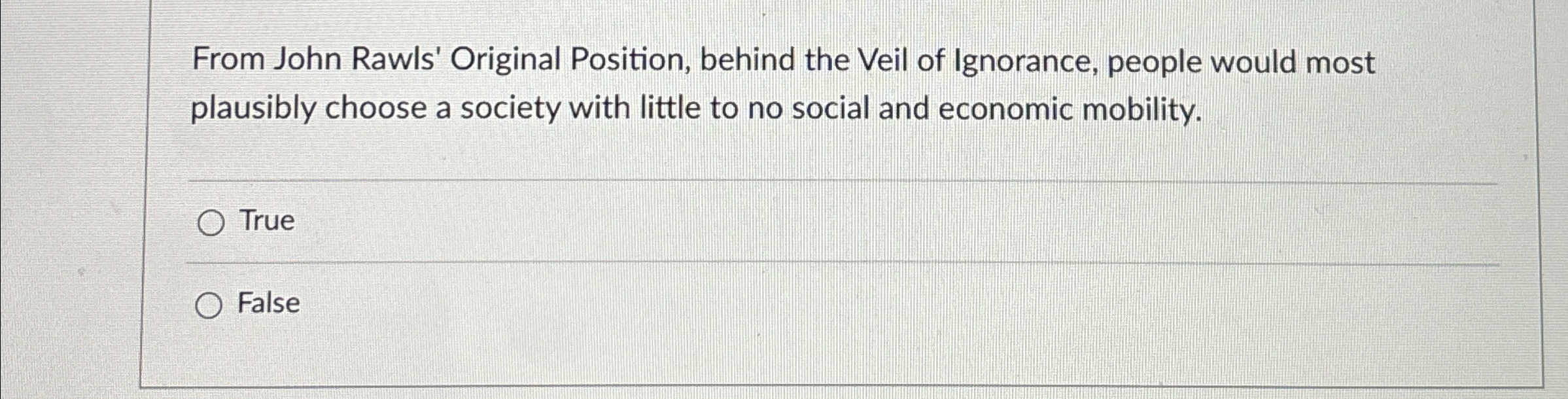 Solved From John Rawls' Original Position, behind the Veil | Chegg.com