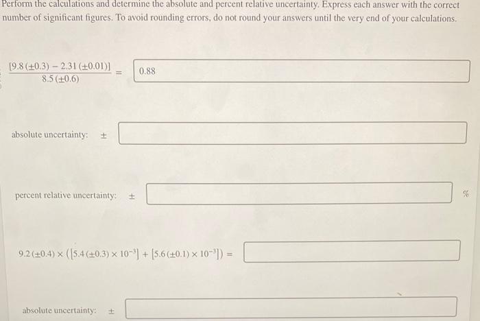 Solved Perform the calculations and determine the absolute | Chegg.com