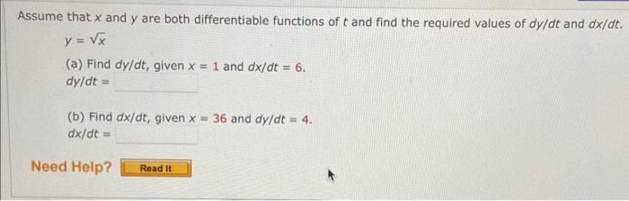 Solved Assume that x and y are both differentiable functions | Chegg.com