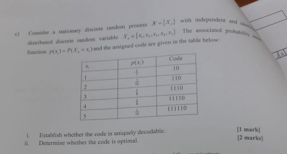 Solved c) Consider a stationary discrete random process | Chegg.com