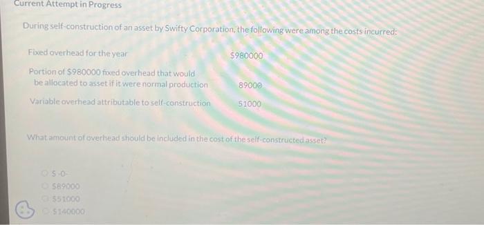 Solved Current Attempt in Progress During self-construction | Chegg.com