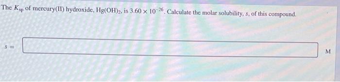 Solved The Ksp of mercury(II) hydroxide, Hg(OH)2, is | Chegg.com