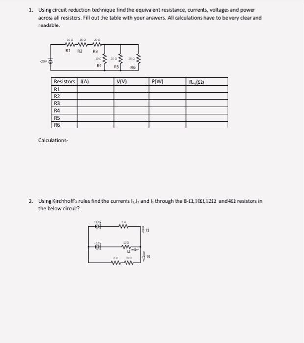 Solved 1. Using circuit reduction technique find the | Chegg.com