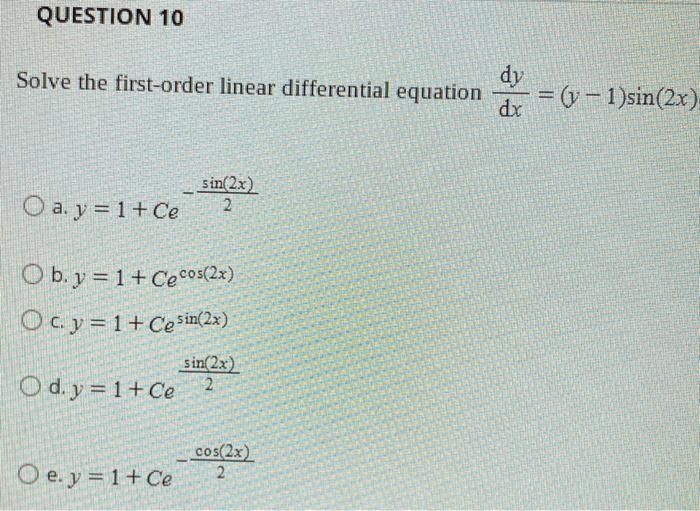 Solved Solve the first-order linear differential equation | Chegg.com | Chegg.com