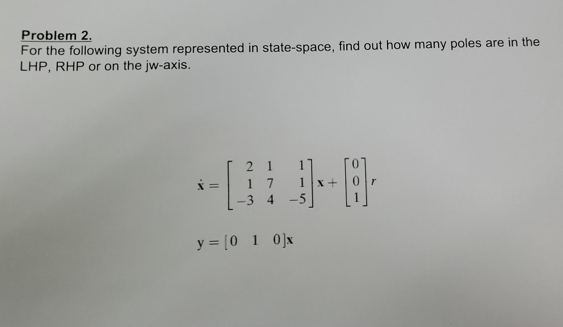 Solved Problem 2. For the following system represented in | Chegg.com