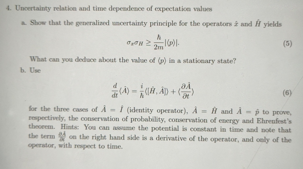 Uncertainty relation and time dependence of | Chegg.com