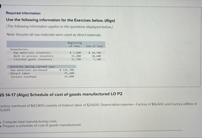 Solved Required information Use the following information | Chegg.com