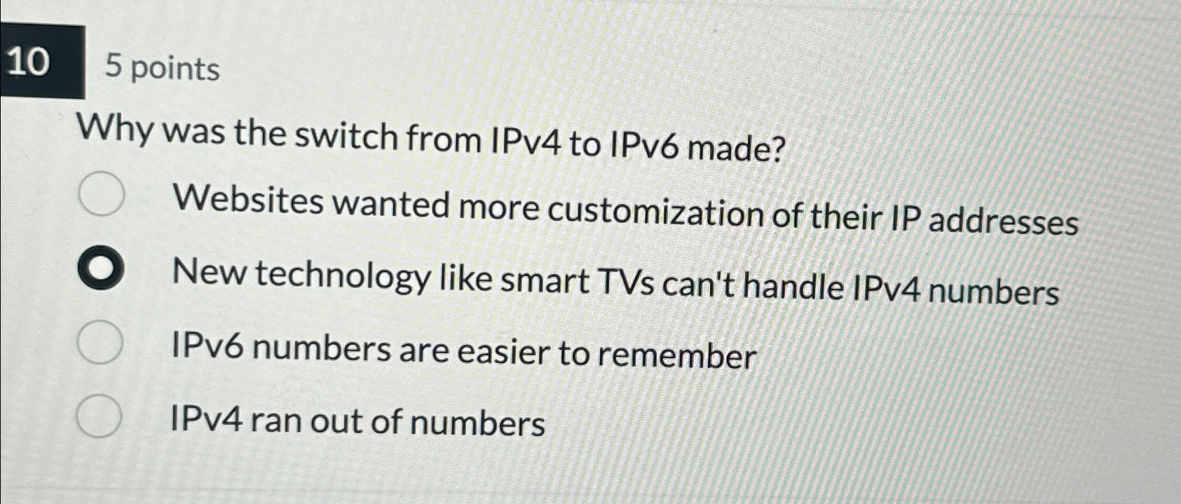 Solved 105 ﻿pointsWhy was the switch from IPv4 ﻿to IPv6 | Chegg.com