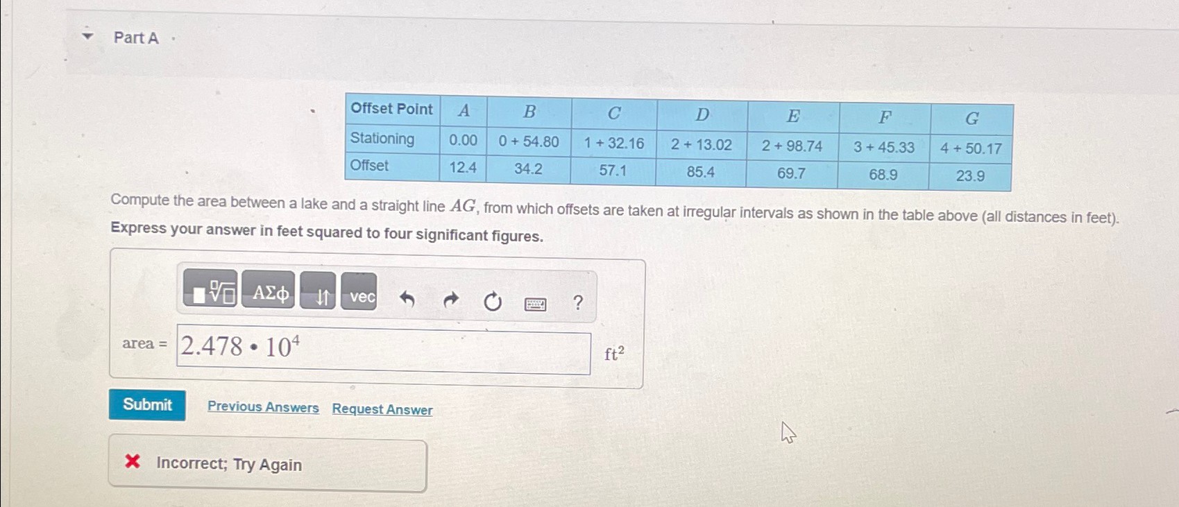 Solved Part A\table[[Offset Point,A,B,C,D,E,F,G | Chegg.com