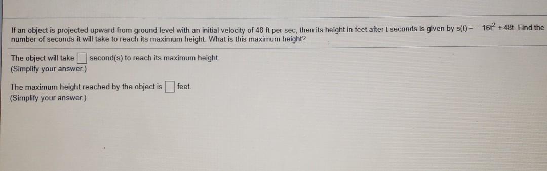 Solved If an object is projected upward from ground level | Chegg.com