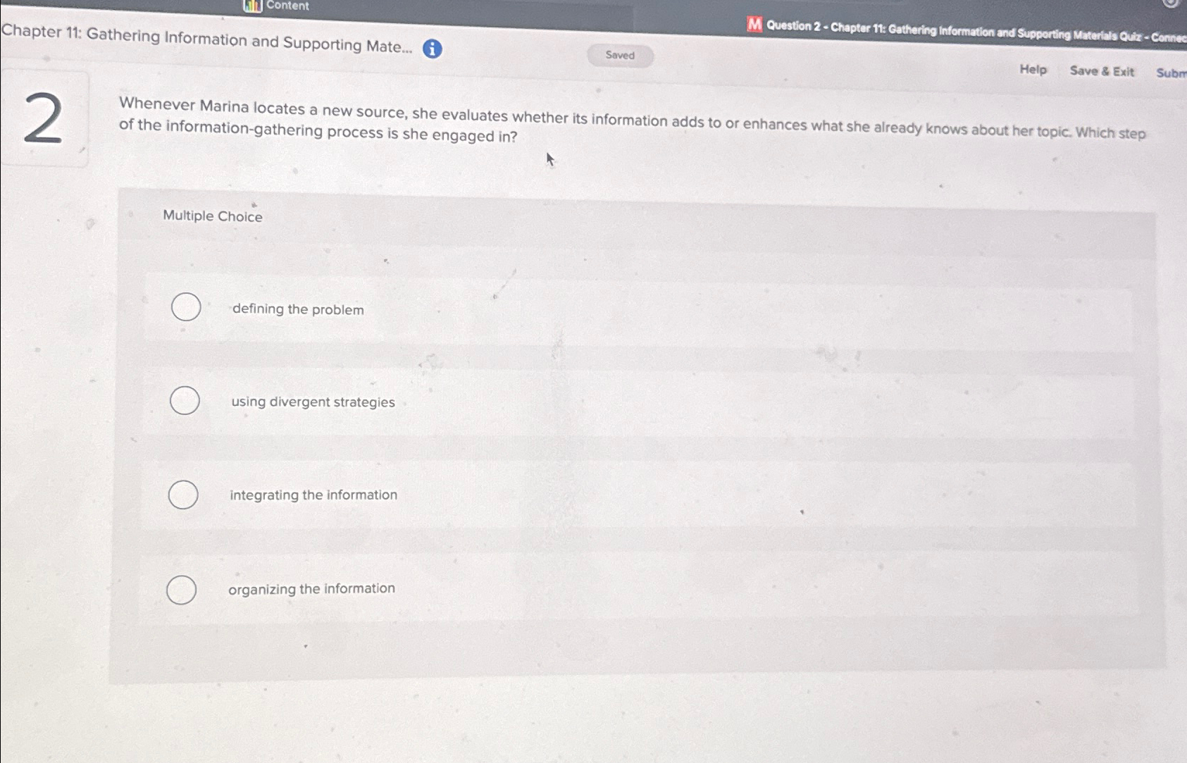 Solved Chapter 11: Gathering Information and Supporting | Chegg.com