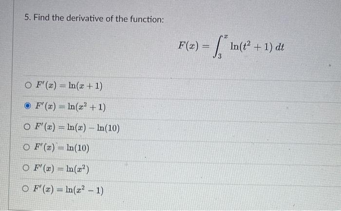 Solved 5. Find the derivative of the function: | Chegg.com