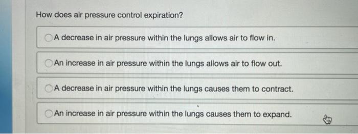 Solved How does air pressure control expiration? A decrease | Chegg.com