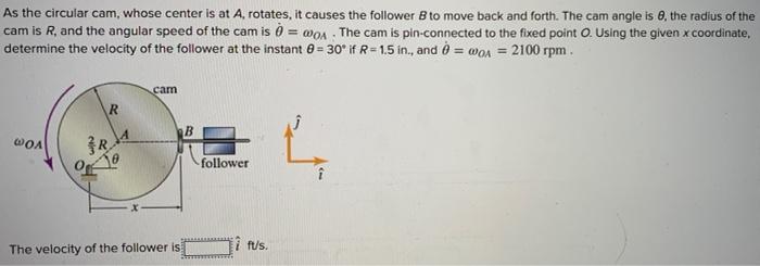Solved As the circular cam, whose center is at A, rotates, | Chegg.com
