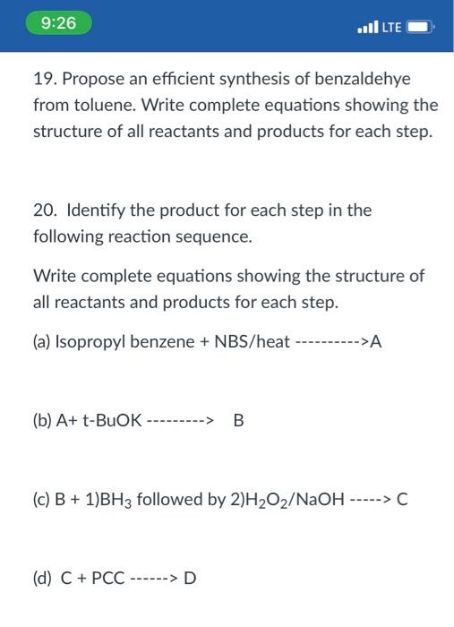 Solved 9:26 ill LTE 19. Propose an efficient synthesis of | Chegg.com