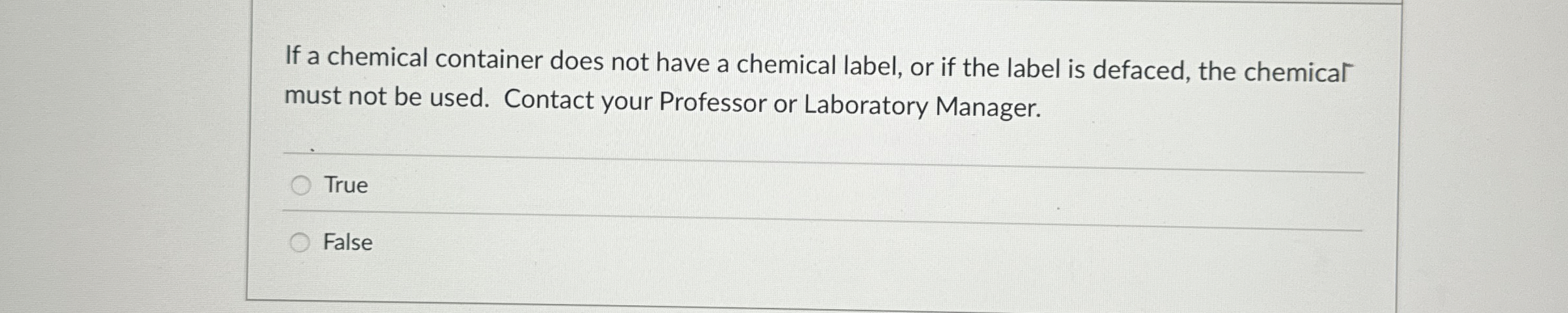 Solved If a chemical container does not have a chemical | Chegg.com