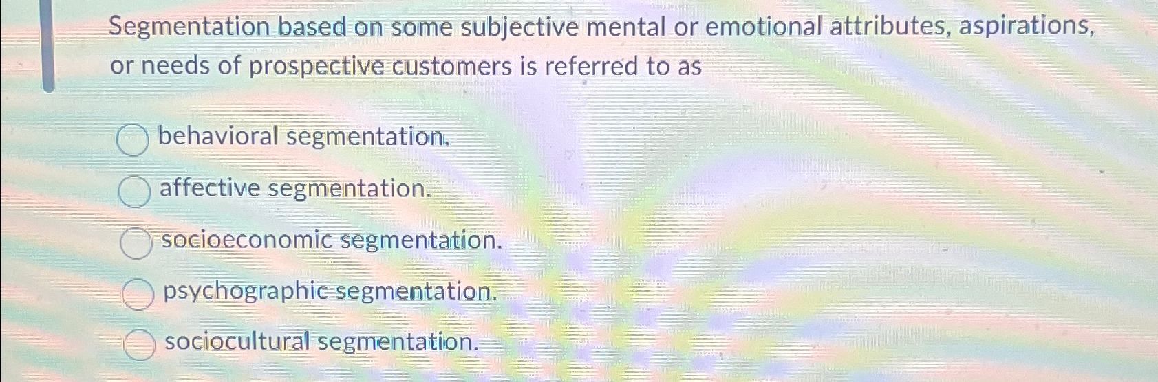 Solved Segmentation Based On Some Subjective Mental Or