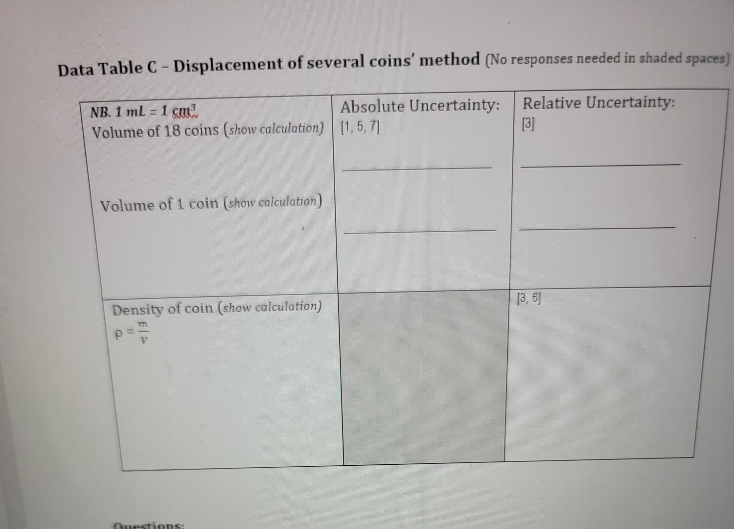 Solved Data Table A - Ruler method (No responses needed in | Chegg.com