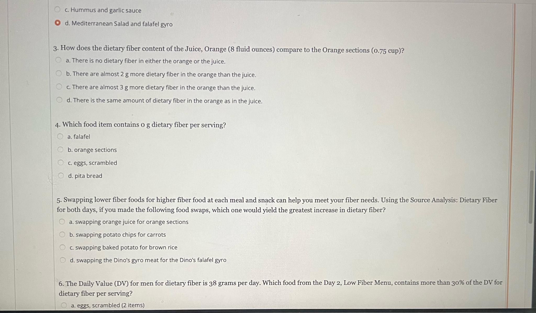 Solved c. ﻿Hummus and garlic sauced. ﻿Mediterranean Salad | Chegg.com