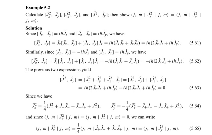 Solved Example 5.2 Calculate []}, Îy], [52, Îy), and [Ĵ2, | Chegg.com