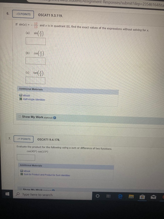 Solved - 2 POINTS OSCAT19.2.062. Given that sin(a) - and cos | Chegg.com