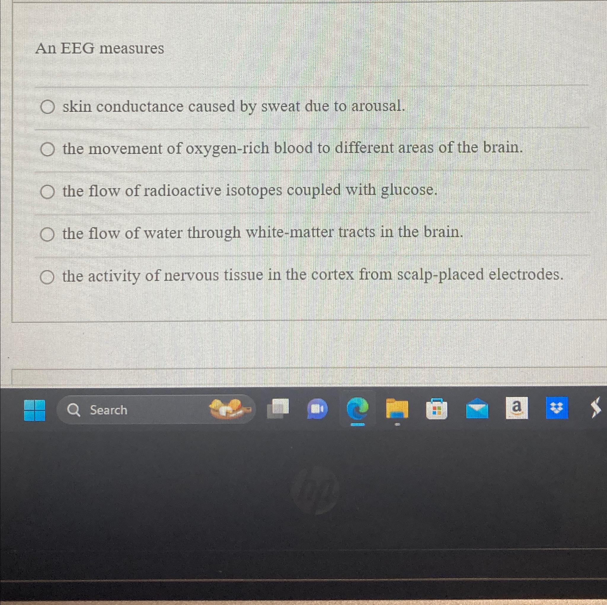 Solved An EEG measuresskin conductance caused by sweat due | Chegg.com