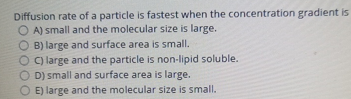 Solved Diffusion rate of a particle is fastest when the | Chegg.com