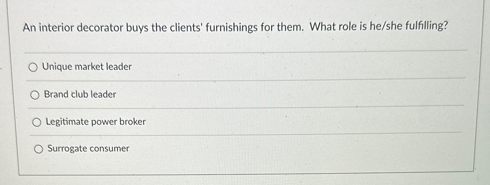 Solved An interior decorator buys the clients' furnishings | Chegg.com