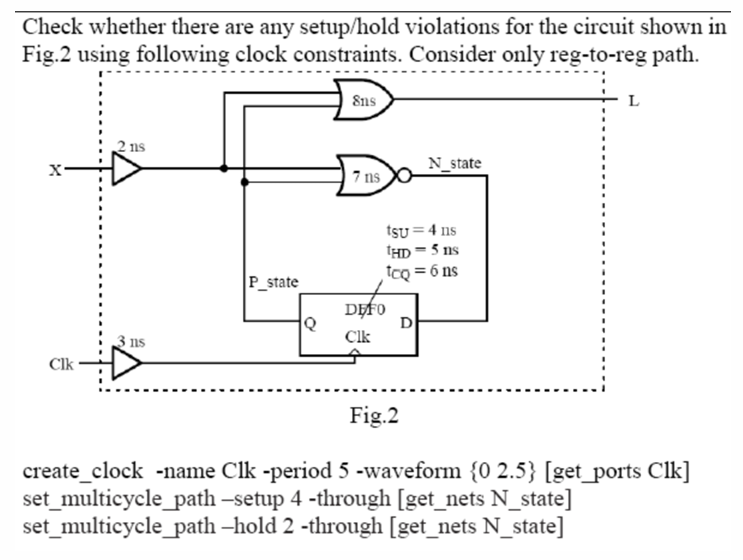 Solved Check whether there are any setup/hold violations for | Chegg.com