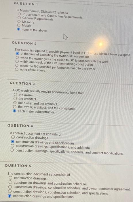 Solved In MasterFormat, Division 02 refers to Procurement | Chegg.com