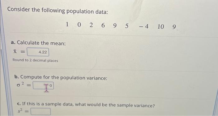 Solved Consider the following population data: 102695−41 a. | Chegg.com