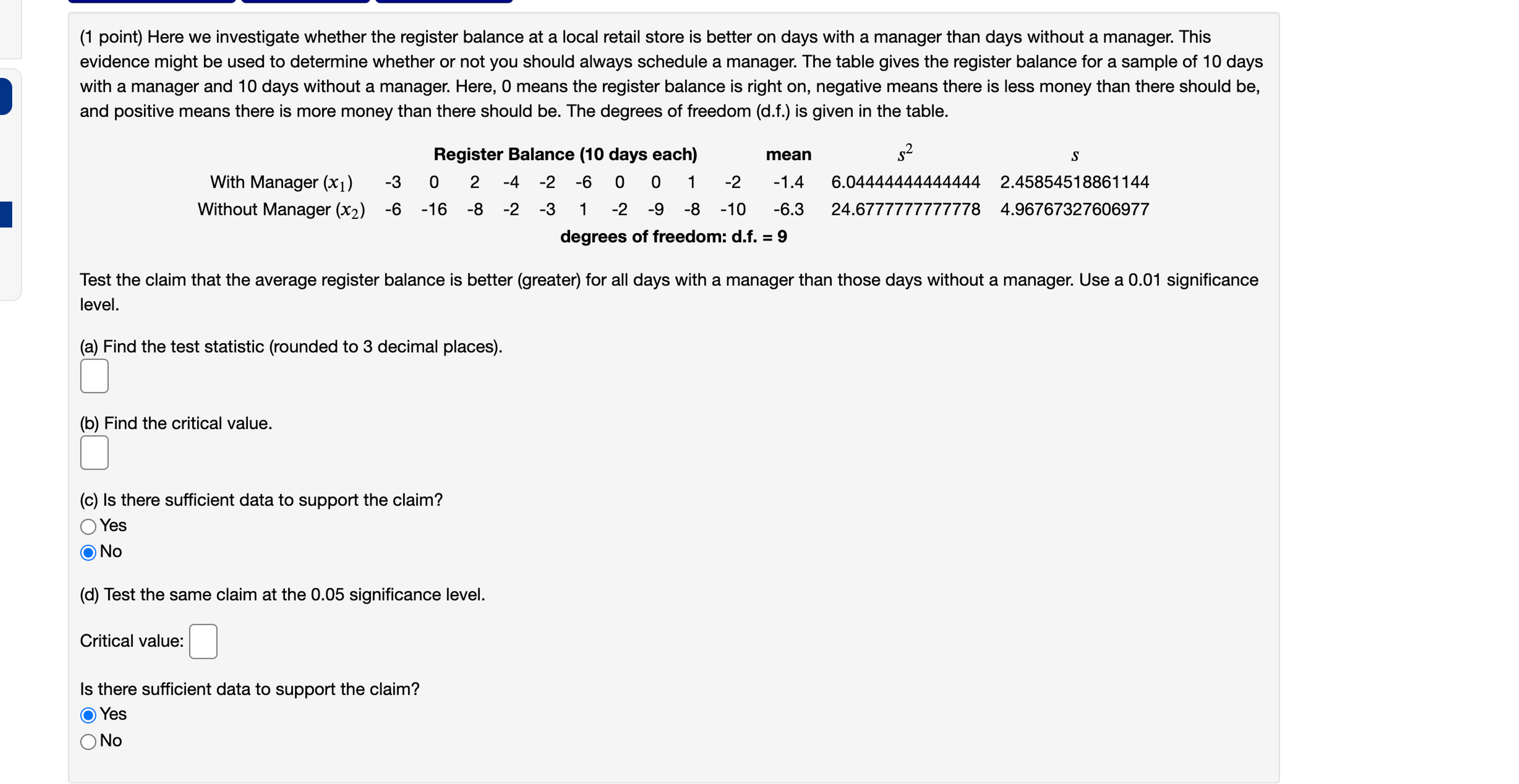 Solved (1 ﻿point) ﻿Here we investigate whether the register | Chegg.com