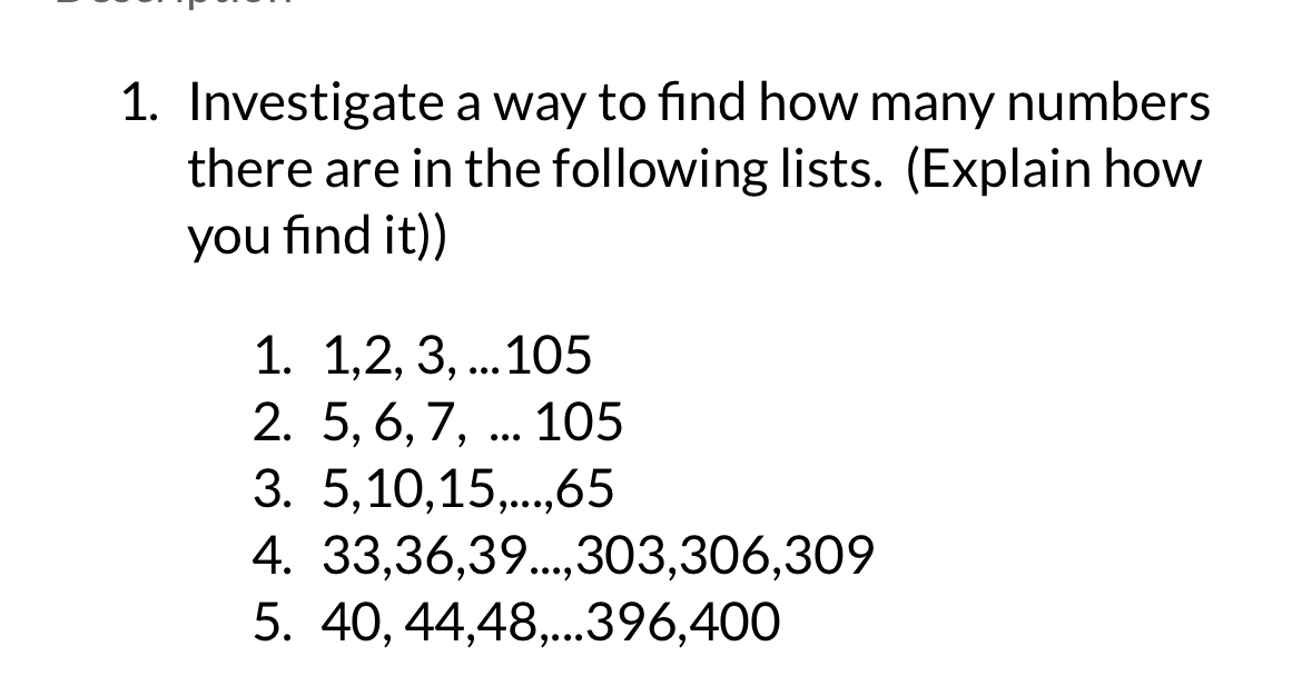 Solved Investigate a way to find how many numbers there are | Chegg.com