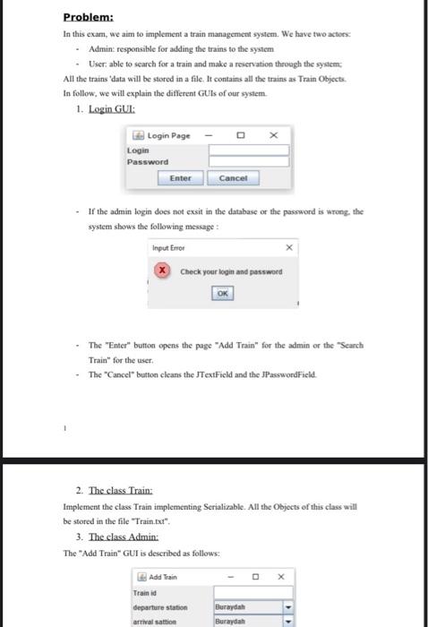 Solved Problem: In this exam, we aim to implement a train | Chegg.com