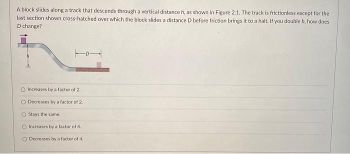 Solved A block slides along a track that descends through a | Chegg.com