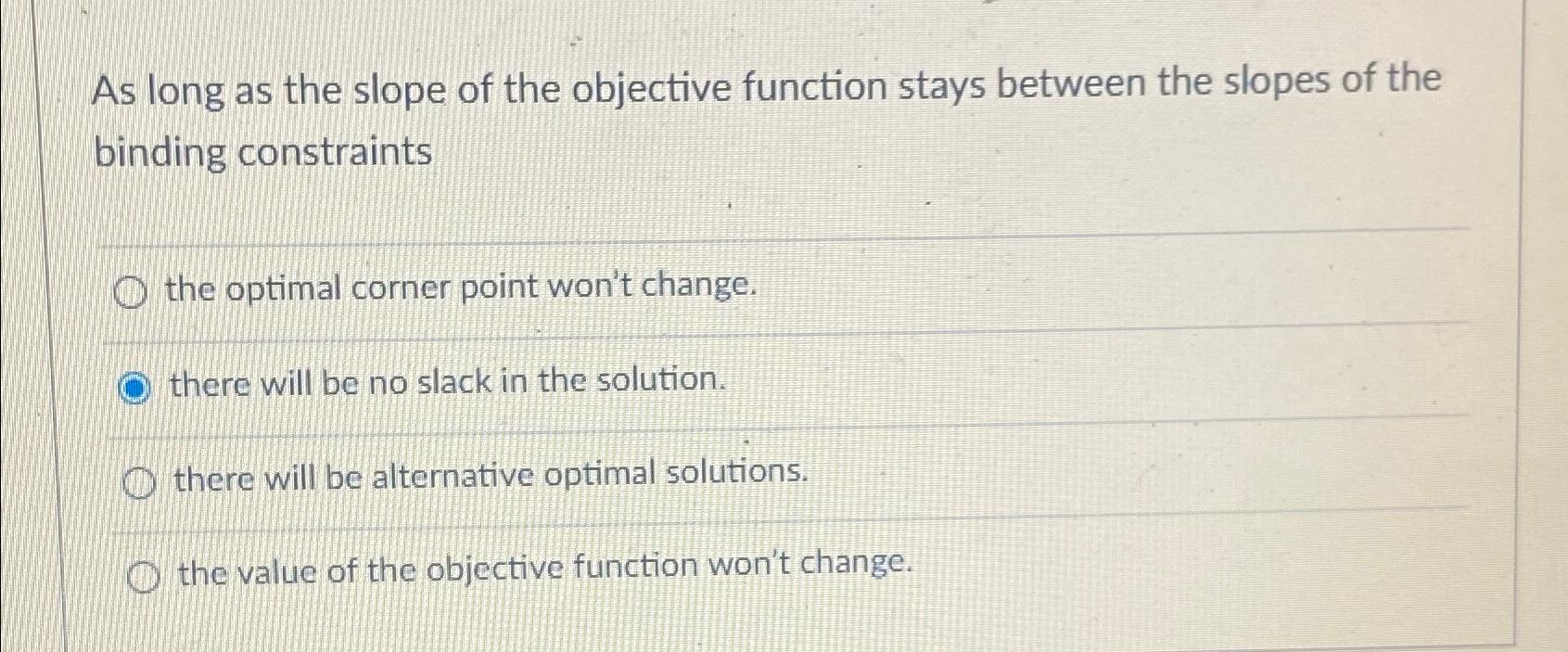 Solved As long as the slope of the objective function stays | Chegg.com