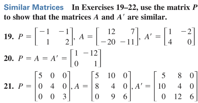 Solved only #21 ﻿please. Similar Matrices In Exercises | Chegg.com