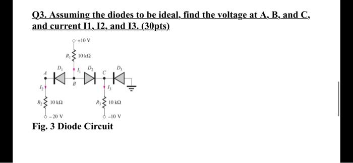 Solved Q3. Assuming the diodes to be ideal, find the voltage | Chegg.com