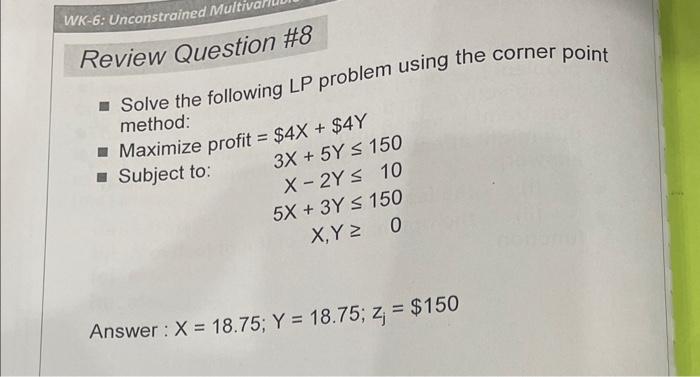 Solved Review Question \\#8 - Solve the following LP problem | Chegg.com