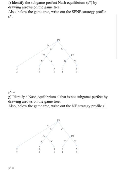 Solved f) Identify the subgame-perfect Nash equilibrium (s*) | Chegg.com